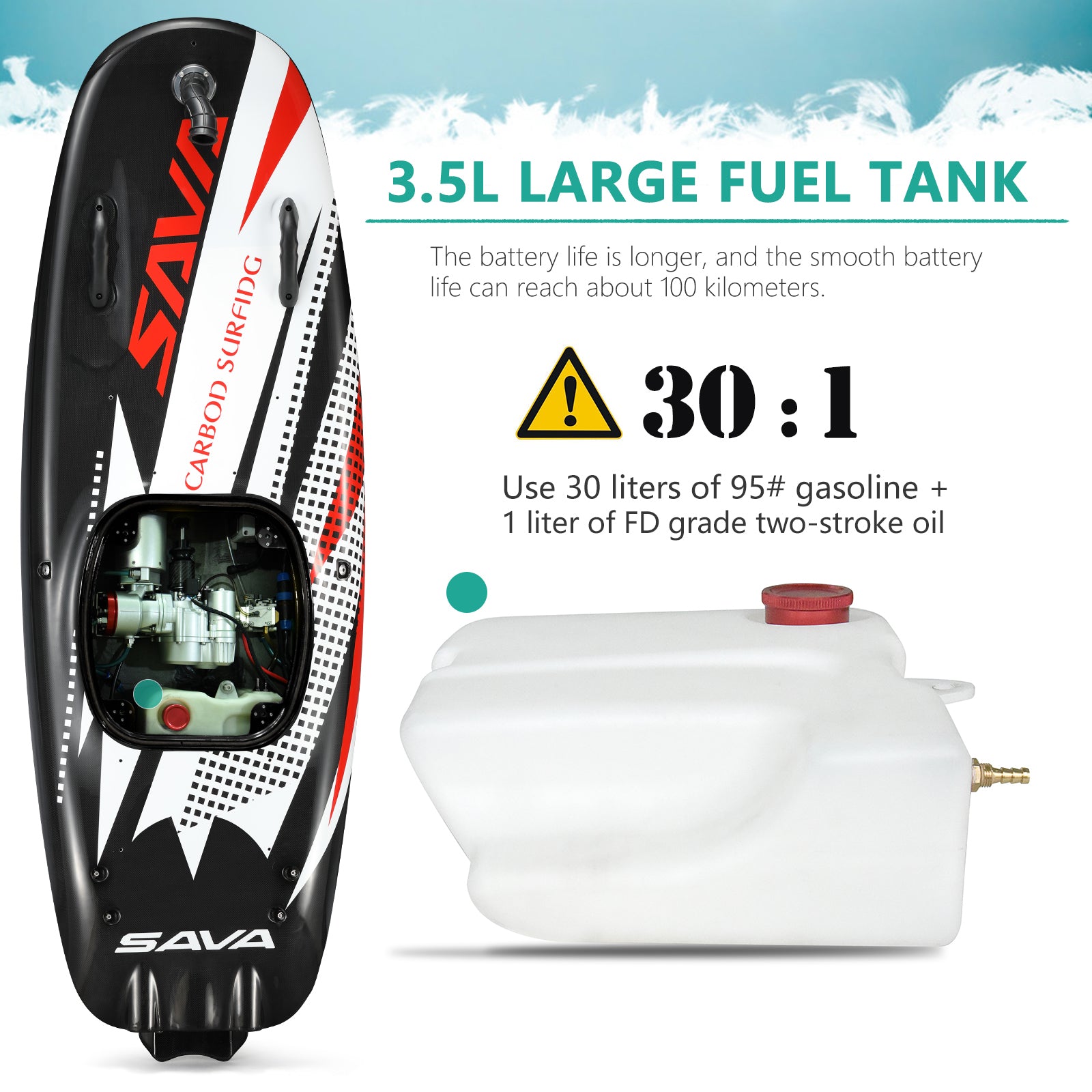 Petrol Gas Powered Surfboard|Motorized Surfboards-SAVA Power